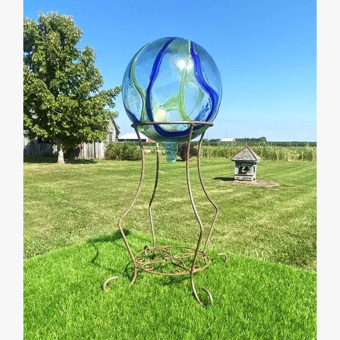 12" Hand Blown Gazing Ball with Glass Loop – Garden Iron and More