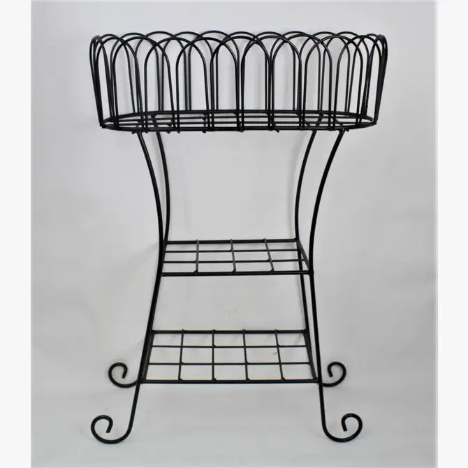 Wrought Iron Oval Fern Stand with 2 Shelves Plant Stand – Garden Iron ...