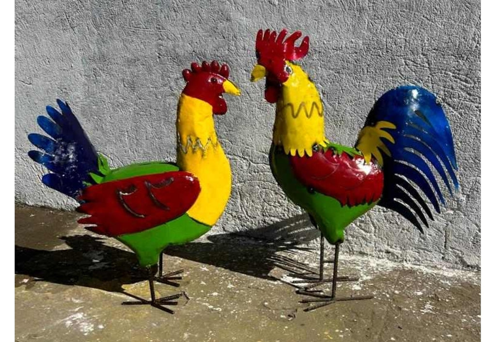 Painted Hen & Rooster – Garden Iron and More