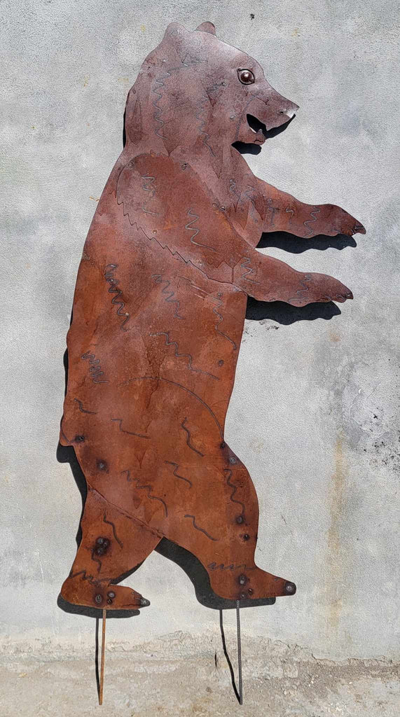 PLASMA CUT STANDING BEAR METAL – Garden Iron and More