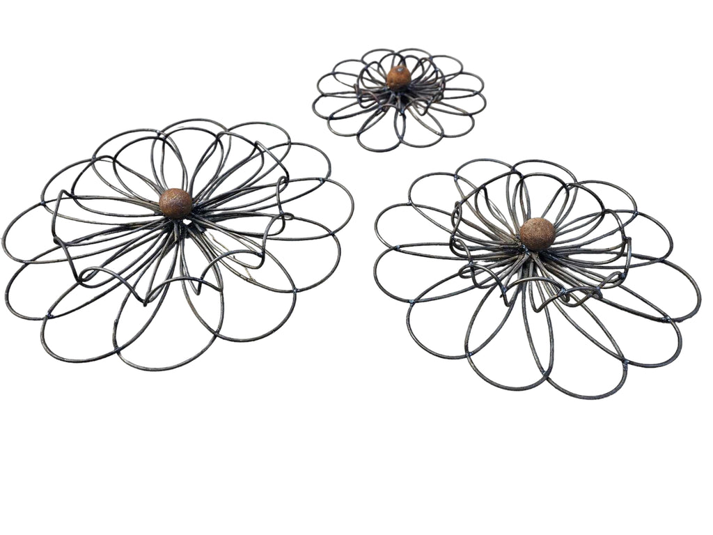 Solid Steel Wire Wall Flower with Ball Center – Garden Iron and More
